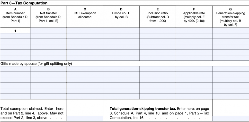 Form 709 Schedule a Continuation Sheet - Scotti Flaul1963