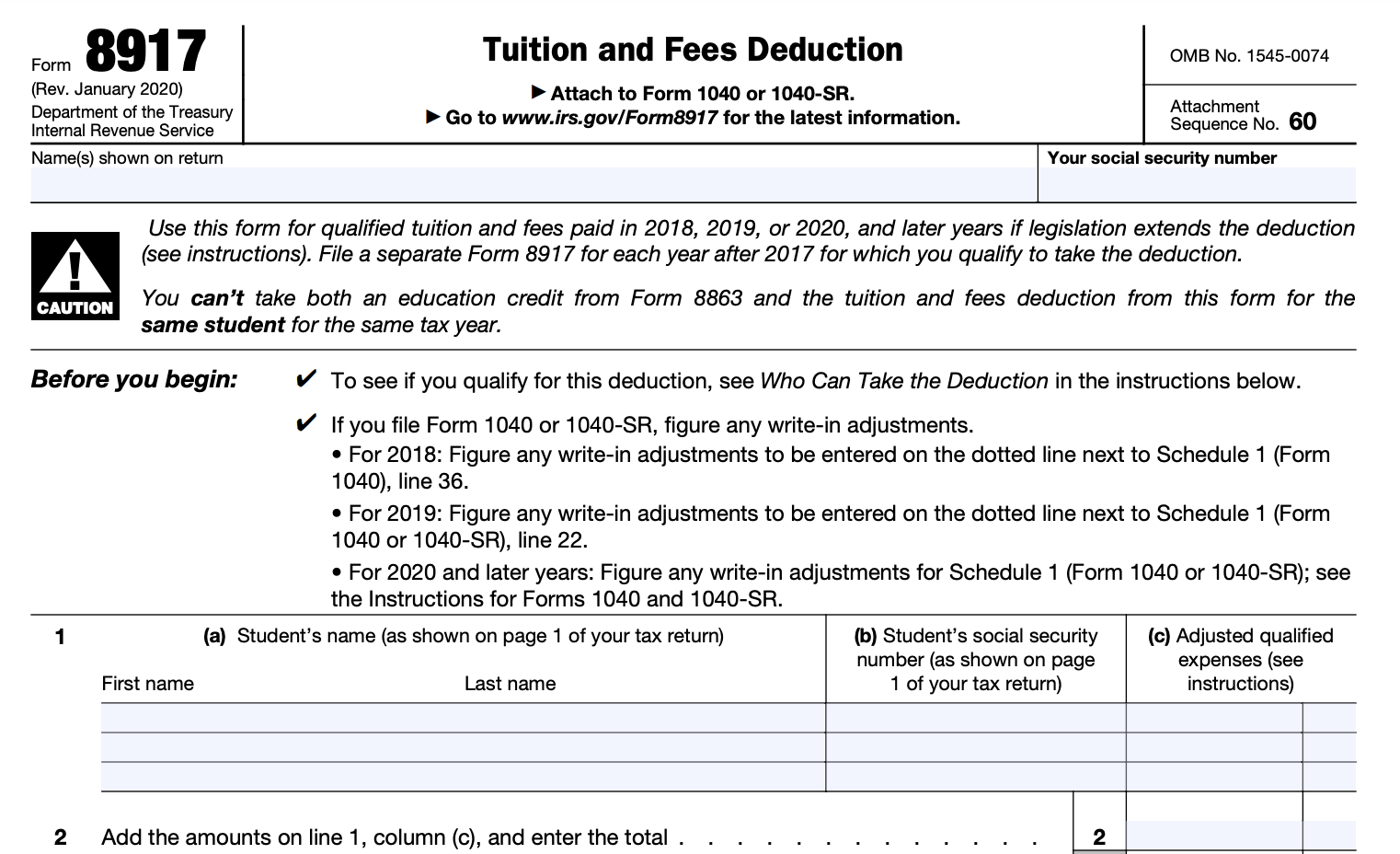 Step-by-Step Guide for Filling out Form 8917 - SmartAsset